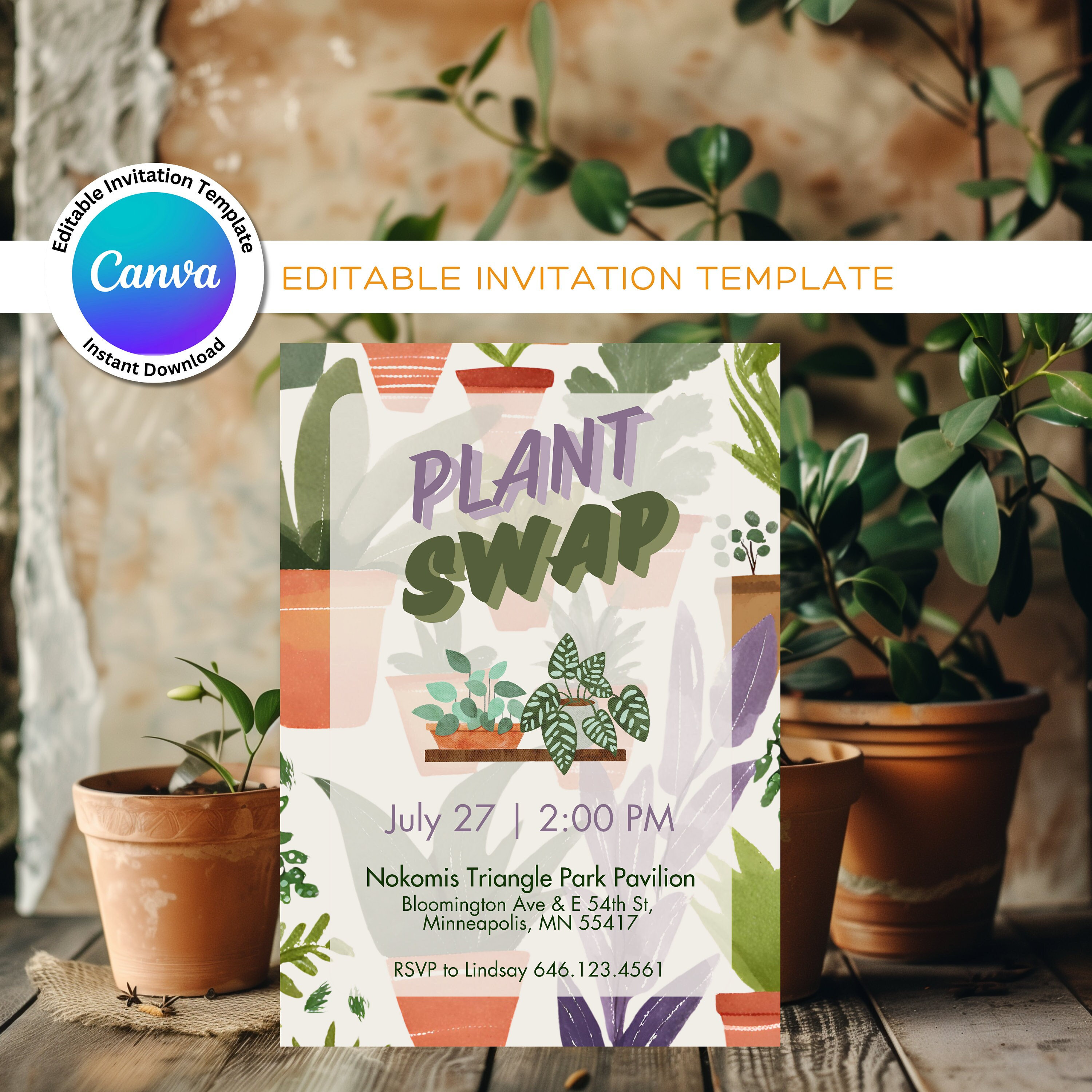 Editable Plant Swap Party Invitation, Plant Swap Flyer, Canva Template ...