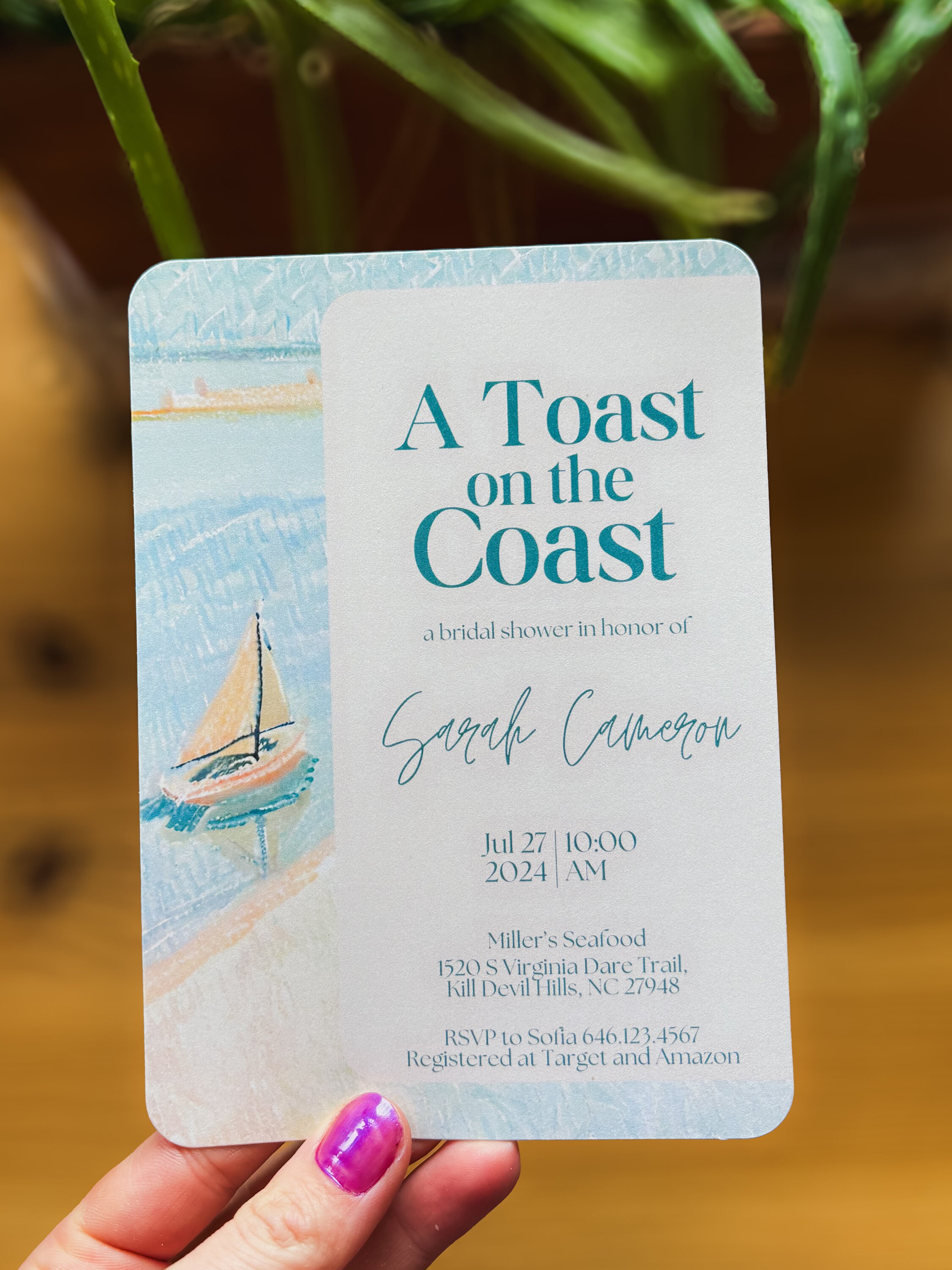 A Toast on the Coast Coastal Beach Bridal Shower Party Invitation ...