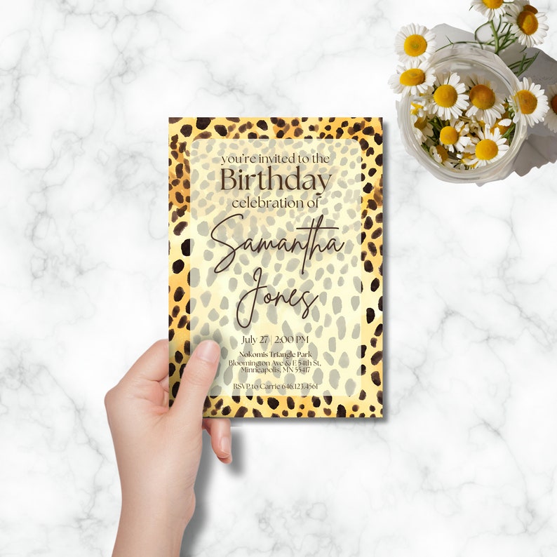 Cheetah Print Birthday Invitation Template, Animal Print Birthday Theme ...