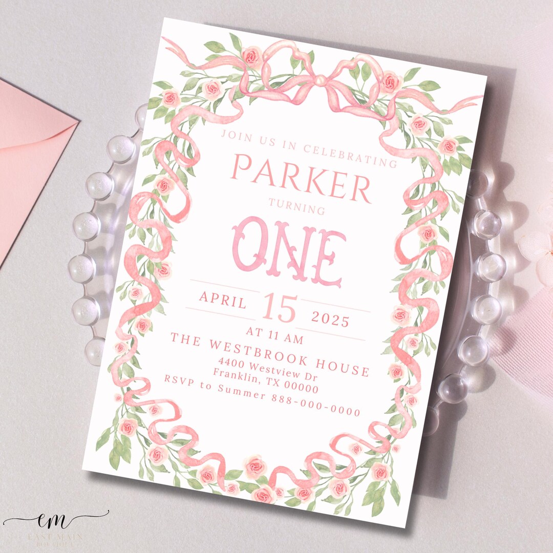 Southern Grand Millennial Theme First Birthday Invite | Digital ...