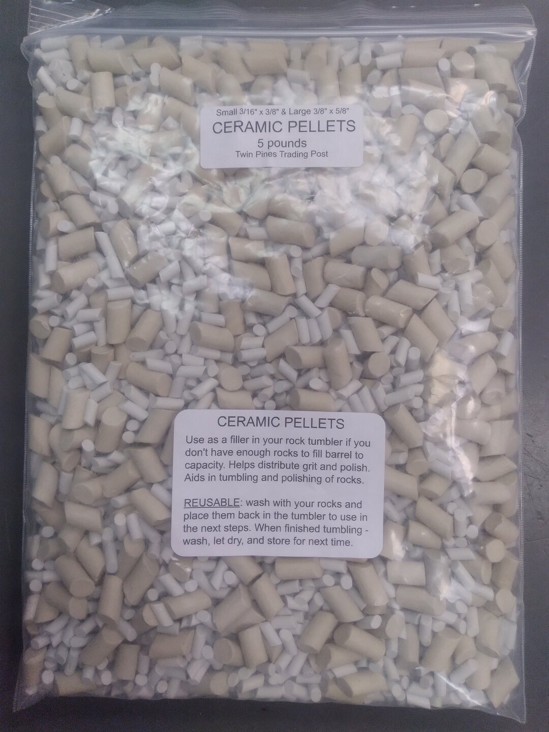 Ceramic Rock Tumbler Media Filler - Mixed - 3/8"x 5/8" and 3/16" X 3/8 ...