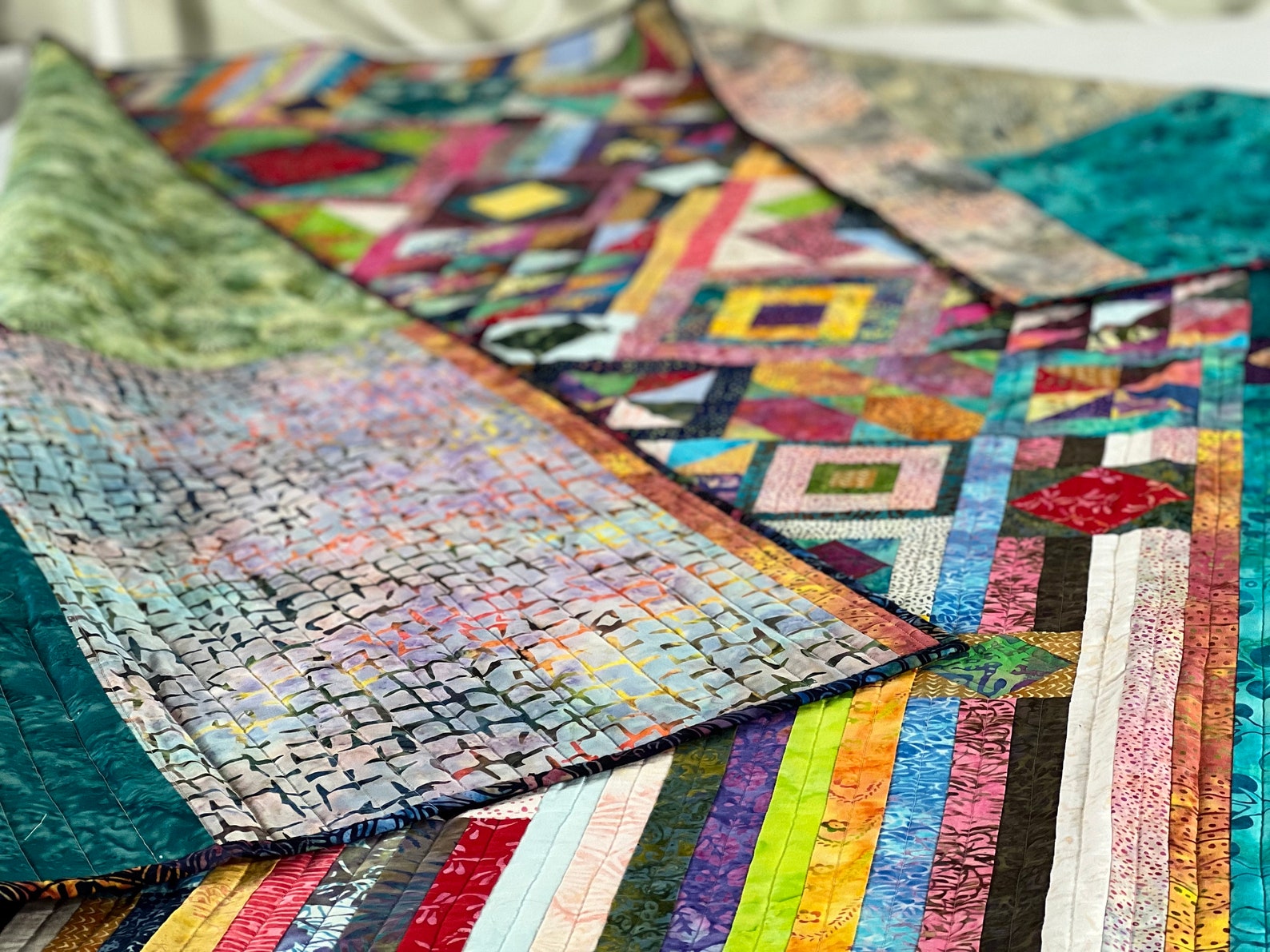 LAP QUILT 'gypsy Wife' 100% Cotton Batik Patchwork Homemade Dorm Decor ...