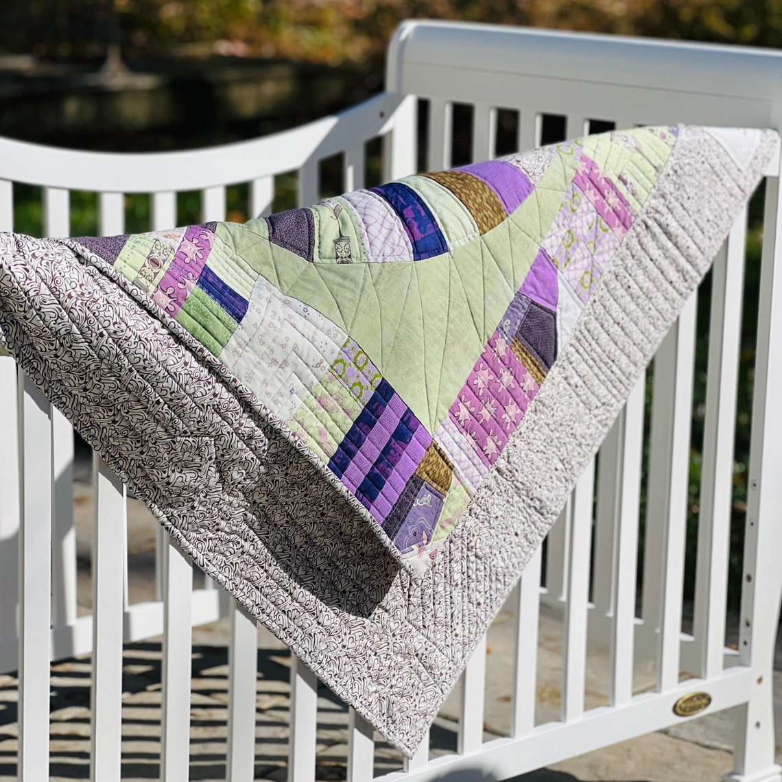 BABY QUILT or Wallhanging 'improv Dresden' 100% Cotton Homemade ...