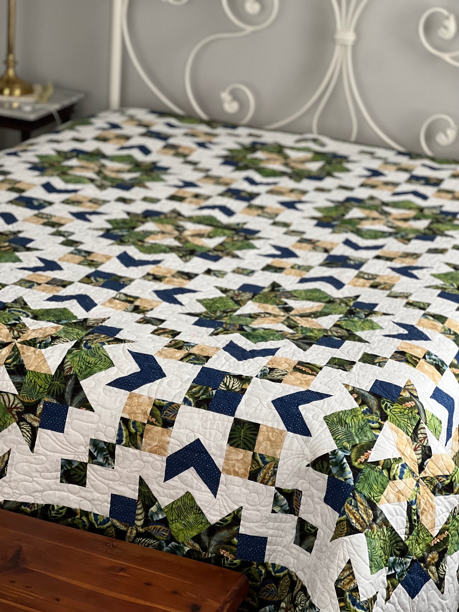 KING/OVERSIZED QUEEN 'star Blossoms' Quilt - 100% Cotton Homemade ...