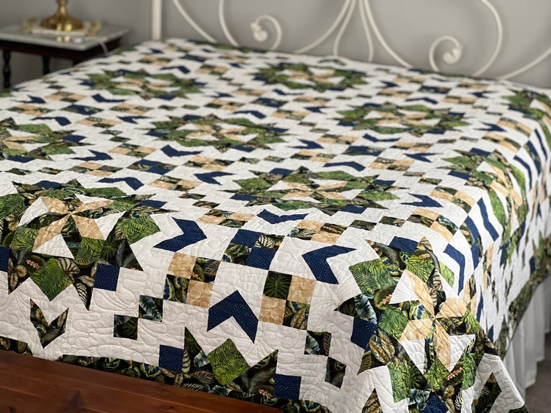KING/OVERSIZED QUEEN 'star Blossoms' Quilt - 100% Cotton Homemade ...