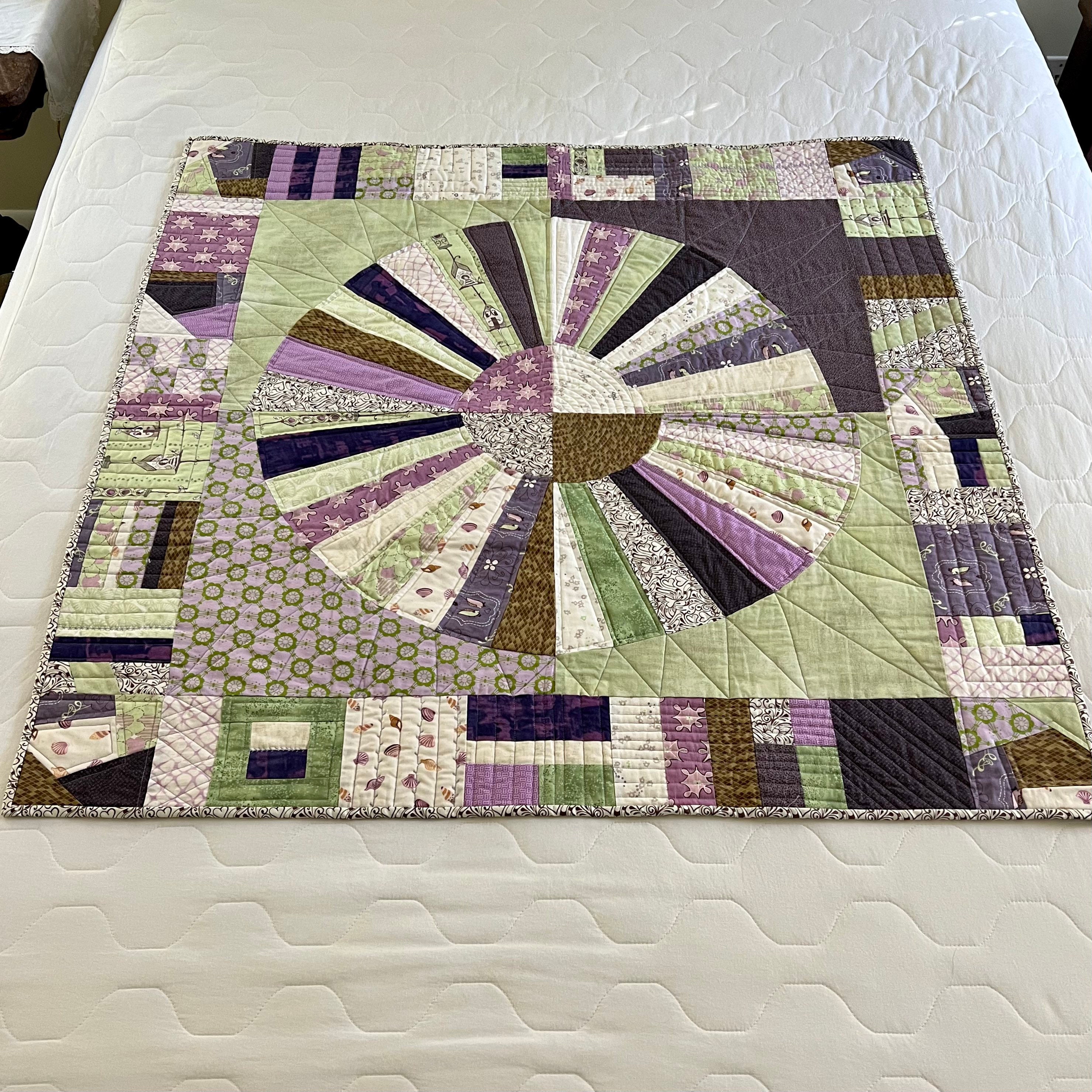 BABY QUILT or Wallhanging 'improv Dresden' 100% Cotton Homemade ...