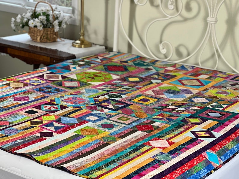 LAP QUILT 'gypsy Wife' 100% Cotton Batik Patchwork Homemade Dorm Decor Hanging Sleeve ...