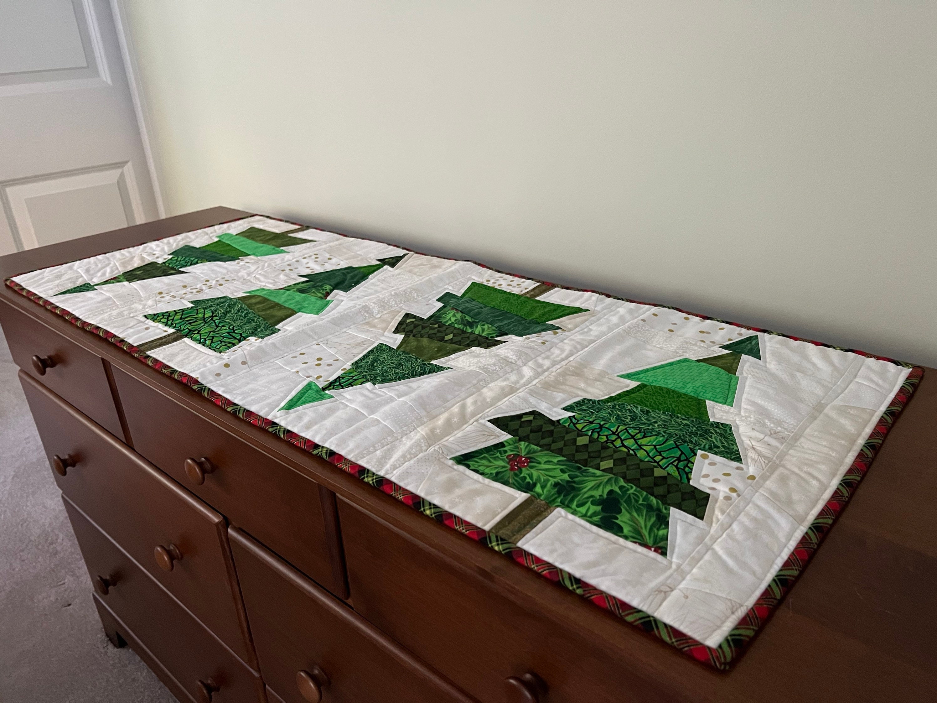 TABLE RUNNER 'wonky Trees' Decorative Homemade 100% Cotton Patchwork ...