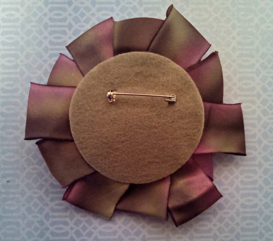 Vintage Statement Brooch, Handmade Ribbon & Rhinestone, Faux Peridot ...