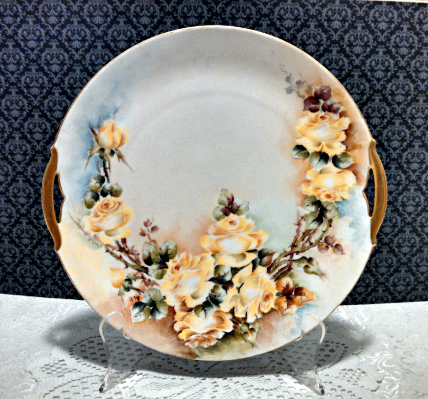 Antique Cake Plate, Handled Porcelain Dessert Plate by KPM Carl Krister ...