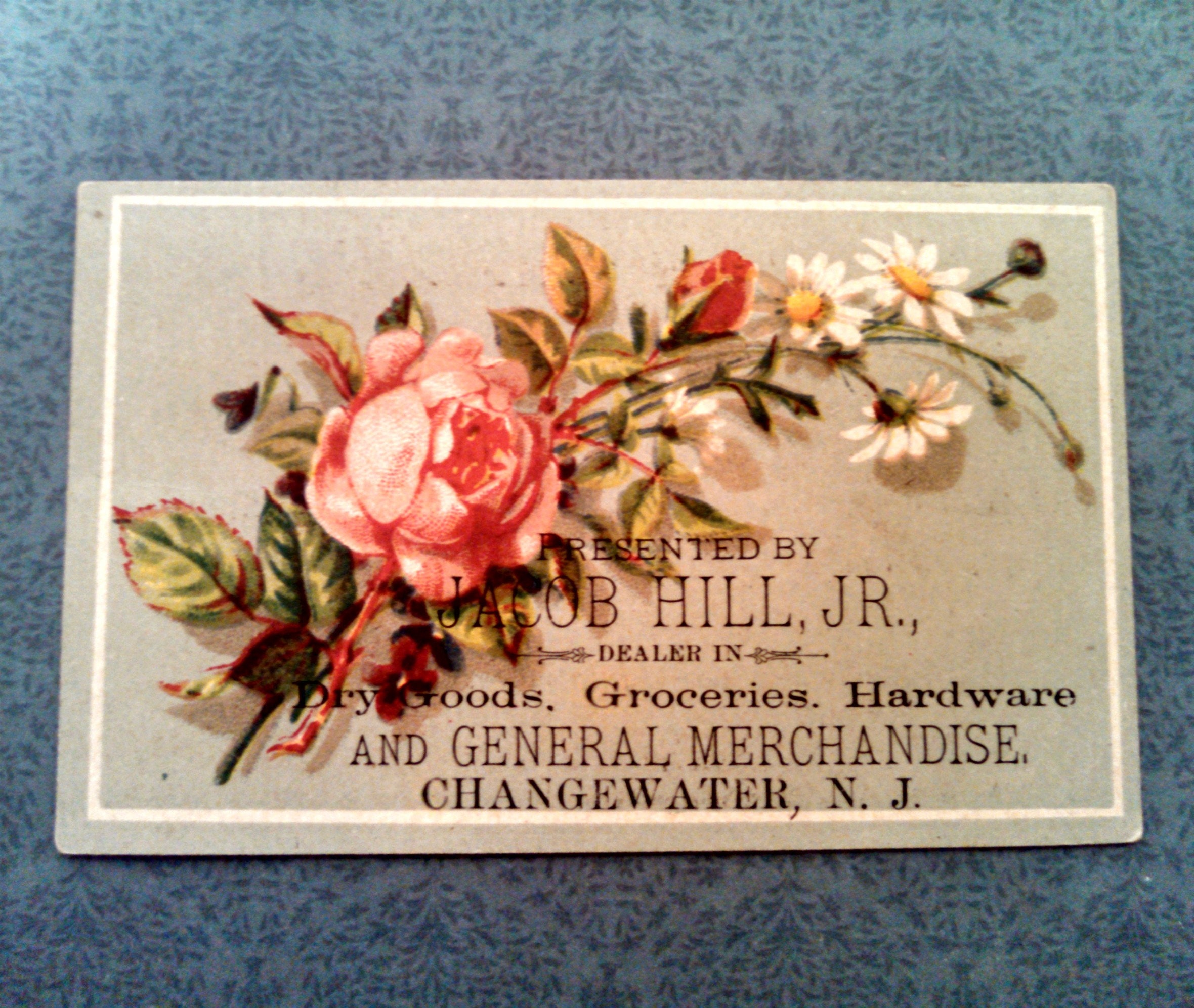Antique Victorian Trade Card With Roses, New Jersey General Merchandise ...