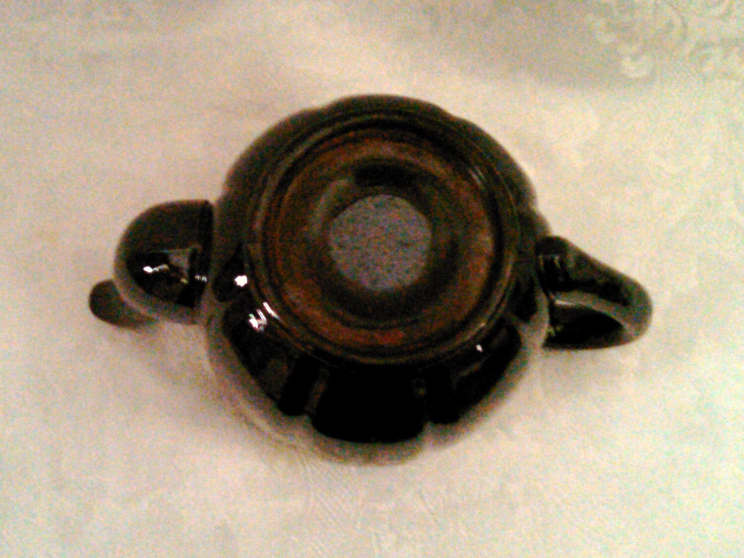 Vintage Japanese Globe Teapot, Brown Mirror Glazed Redware With Gold ...