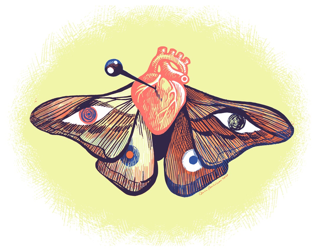 Riso Print Butterfly Bleeding Heart (11 X 14) Signed. - Etsy