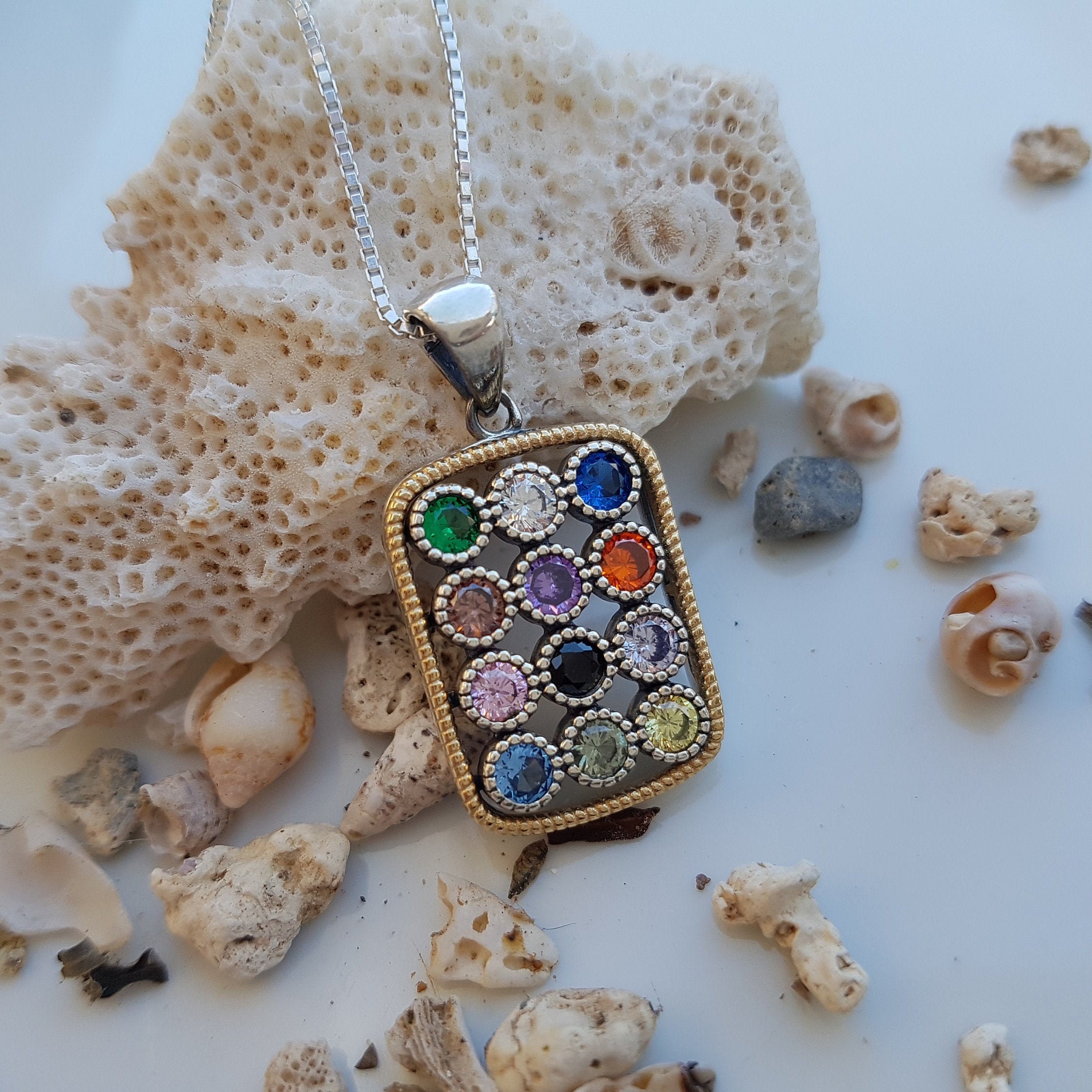 Hoshen Pendant Silver 925 & 9K Gold Pendant of Israel 12 | Etsy