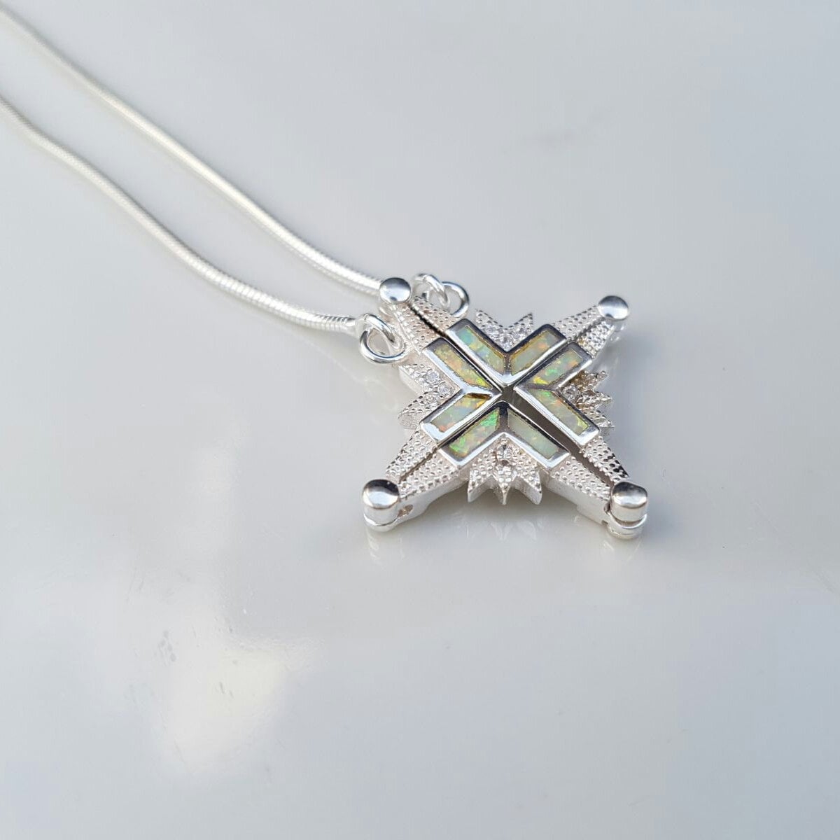 Sterling Silver Open-able Bethlehem Star Necklace With White - Etsy