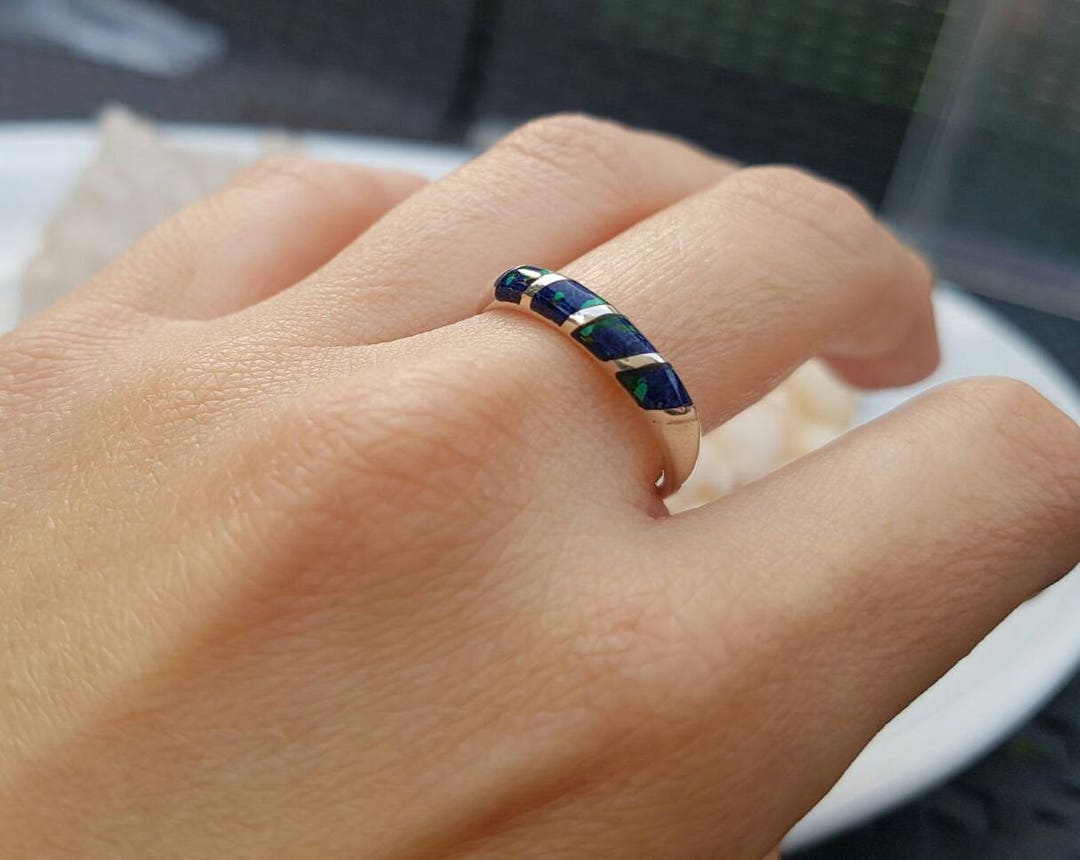 925 Silver, Eilat Stone, King Solomon Ring, Blue Green Natural Gemstone ...