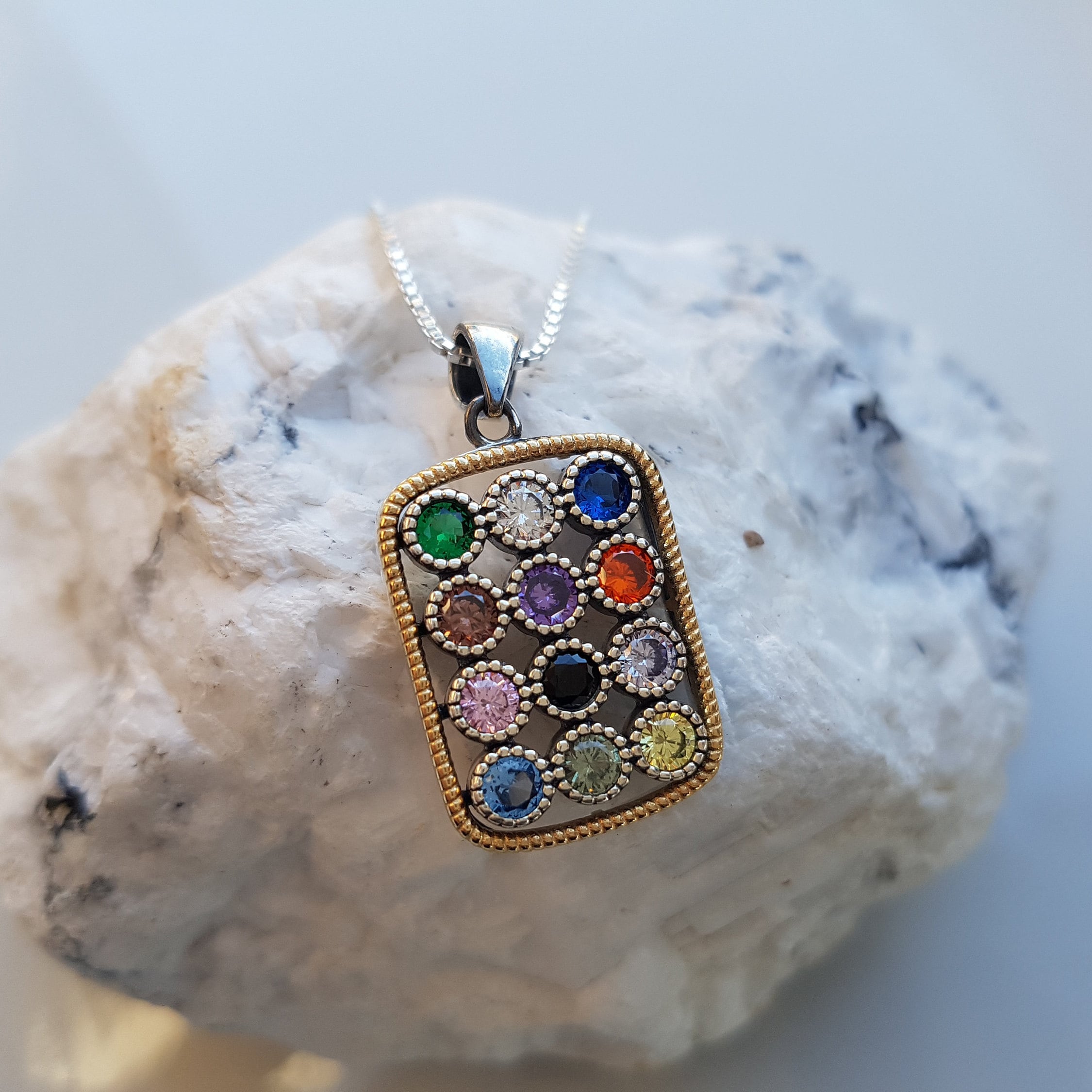 Hoshen Pendant Silver 925 & 9K Gold Pendant of Israel 12 | Etsy