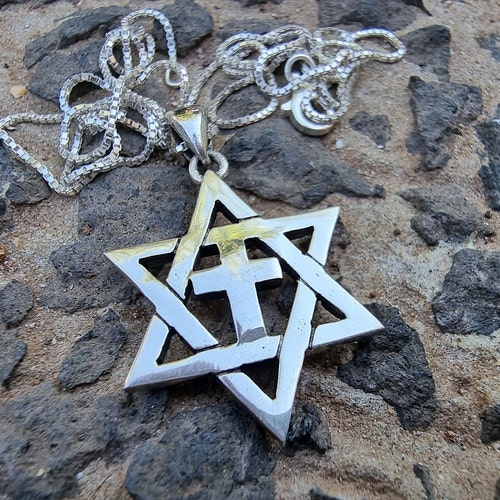 Sterling Silver Star of David and Cross Pendant 1 Inch Length - Etsy