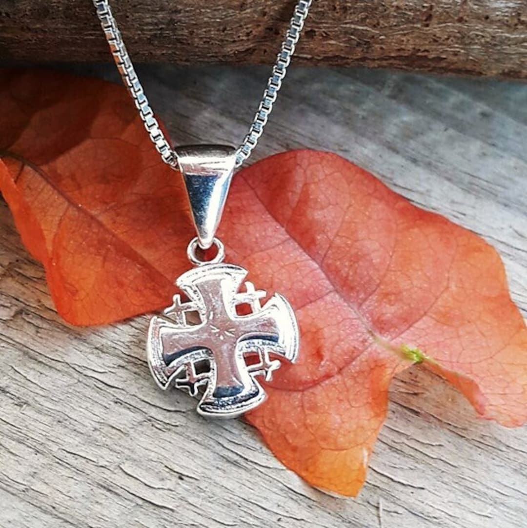 Sterling Silver Jerusalem Cross Pendant, Free Silver Chain Include ...