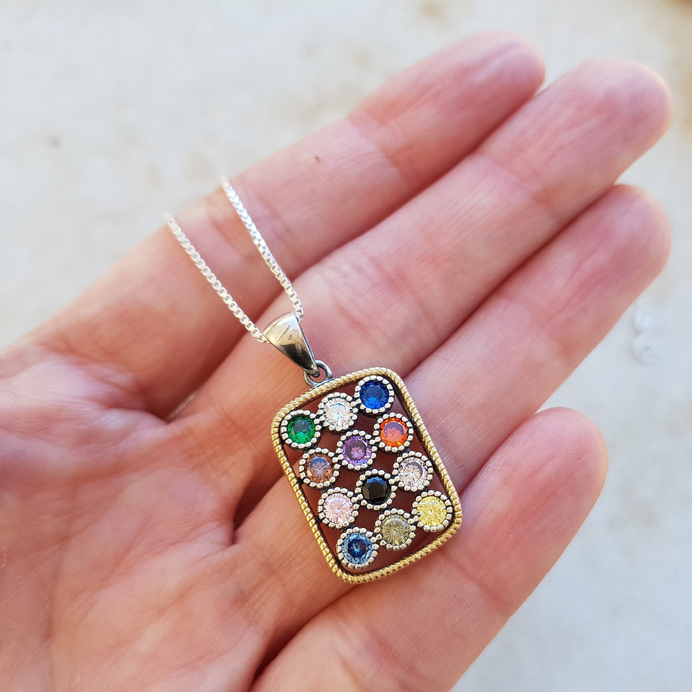 Hoshen Pendant Silver 925 & 9K Gold Pendant of Israel 12 | Etsy