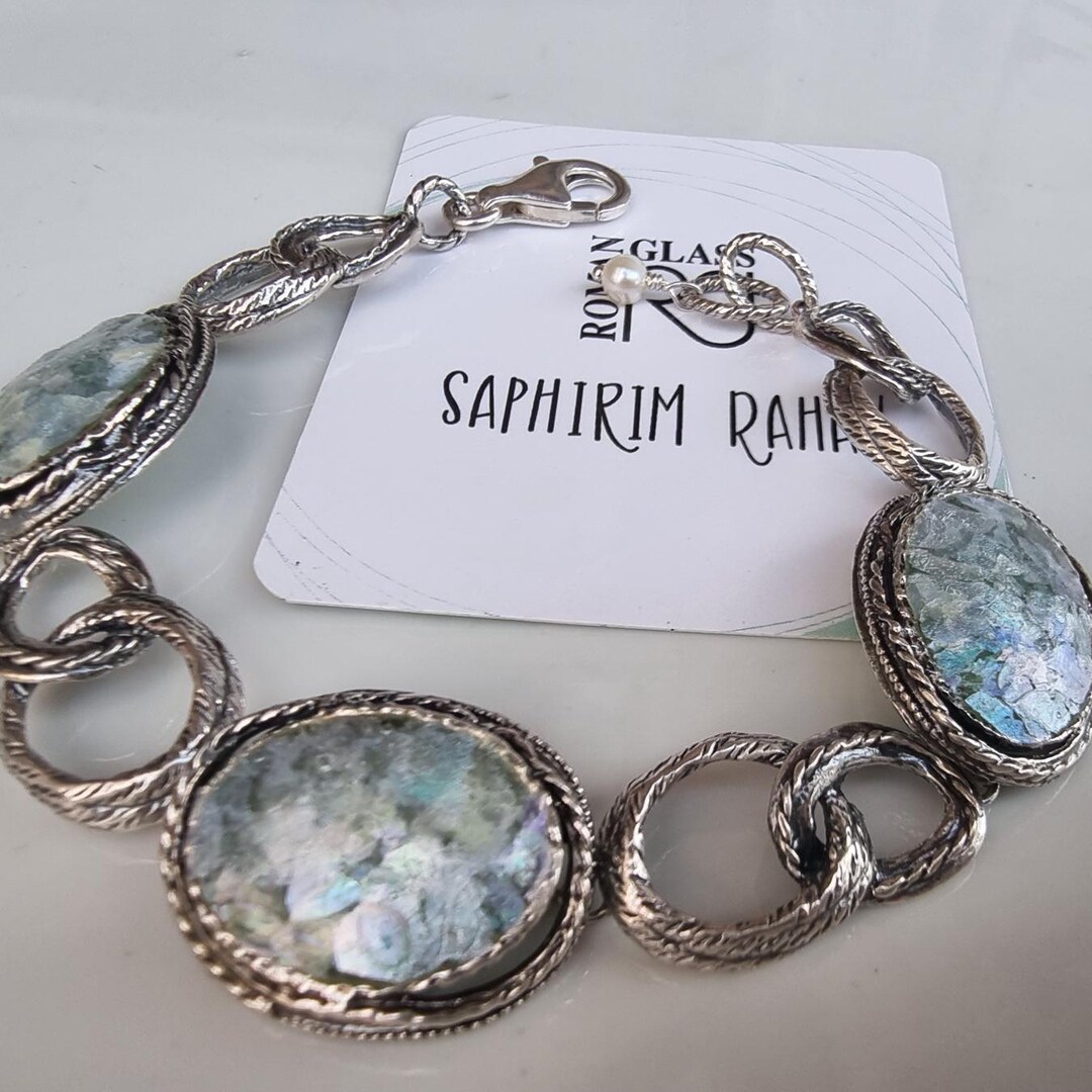 Ancient Roman Glass Bracelet: Sterling Silver Judaica Jewelry - Etsy