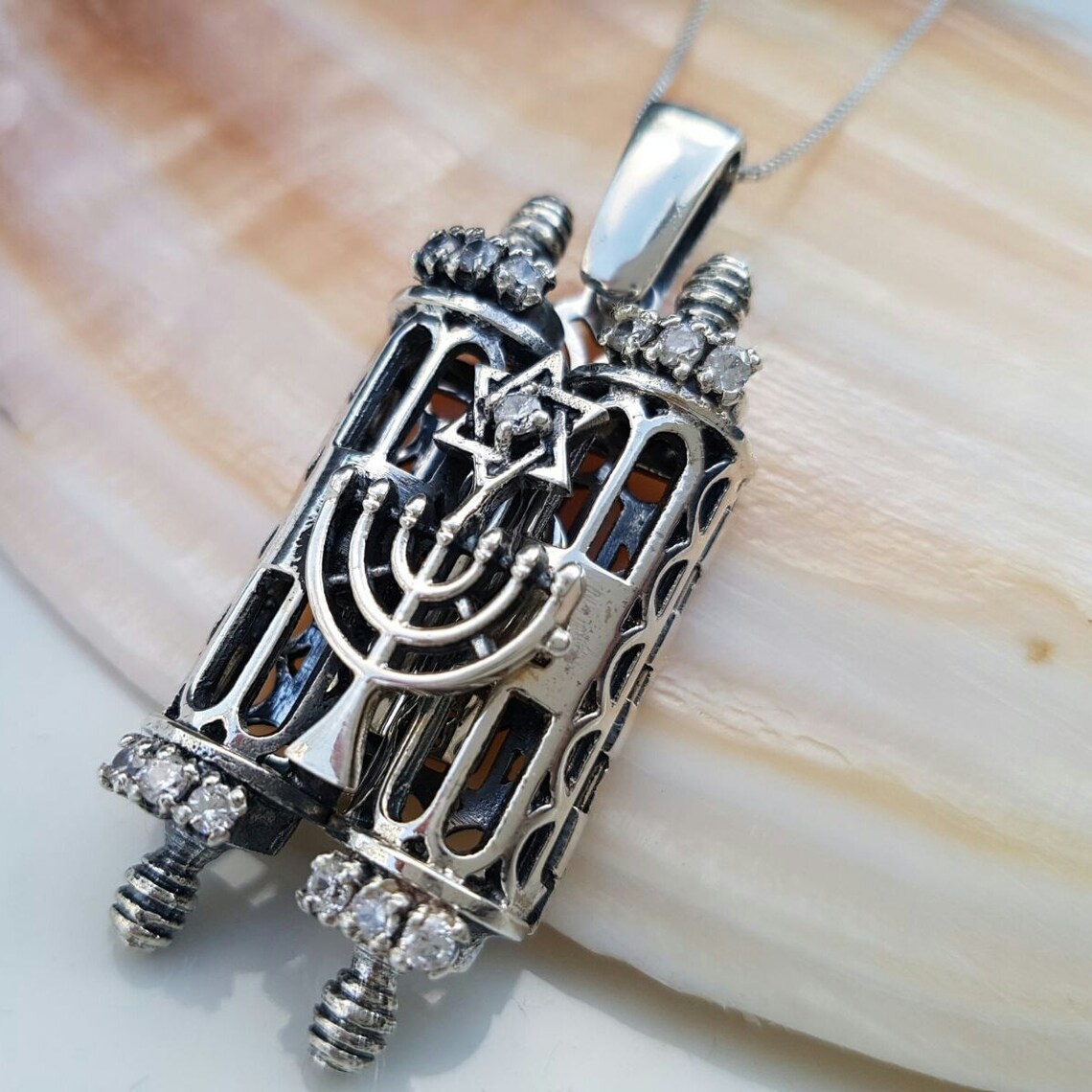 Openable Sterling Silver 925 & White Zircons Giant Massive | Etsy