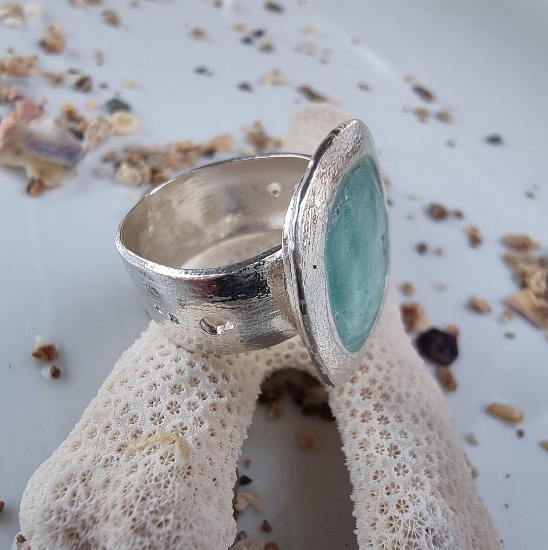 Roman Glass Ring, Ancient Roman Glass, Historical Glass Jewelry, Silver ...