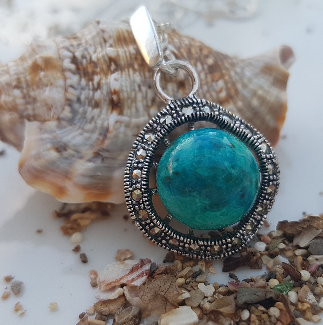 Vintage Sterling Silver Chain& Turquoise Eilat Stone - Etsy