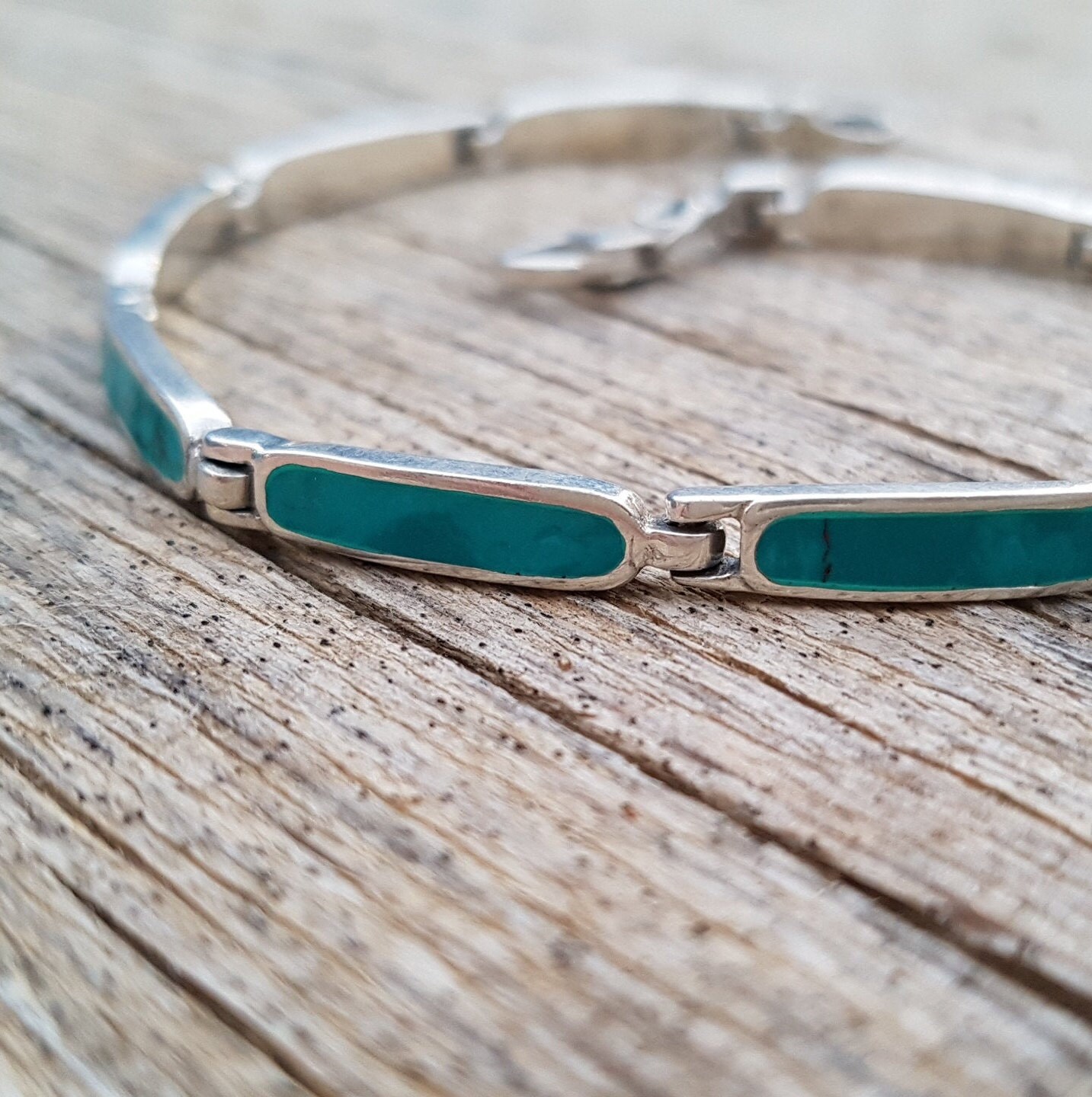 Sterling Silver Turquoise Eilat Stone Bracelet Silver Links | Etsy