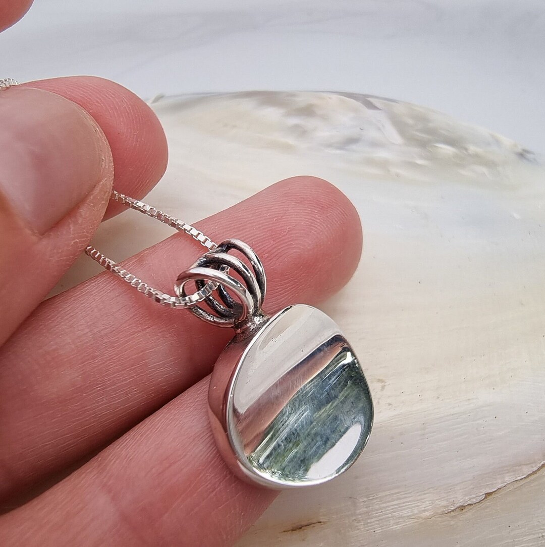 Classic Round Silver Pendant Silver Curved Oval Pendant - Etsy