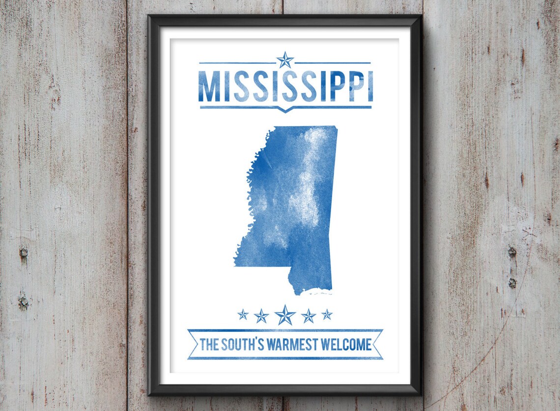 MISSISSIPPI State Typography Print Typography Poster | Etsy