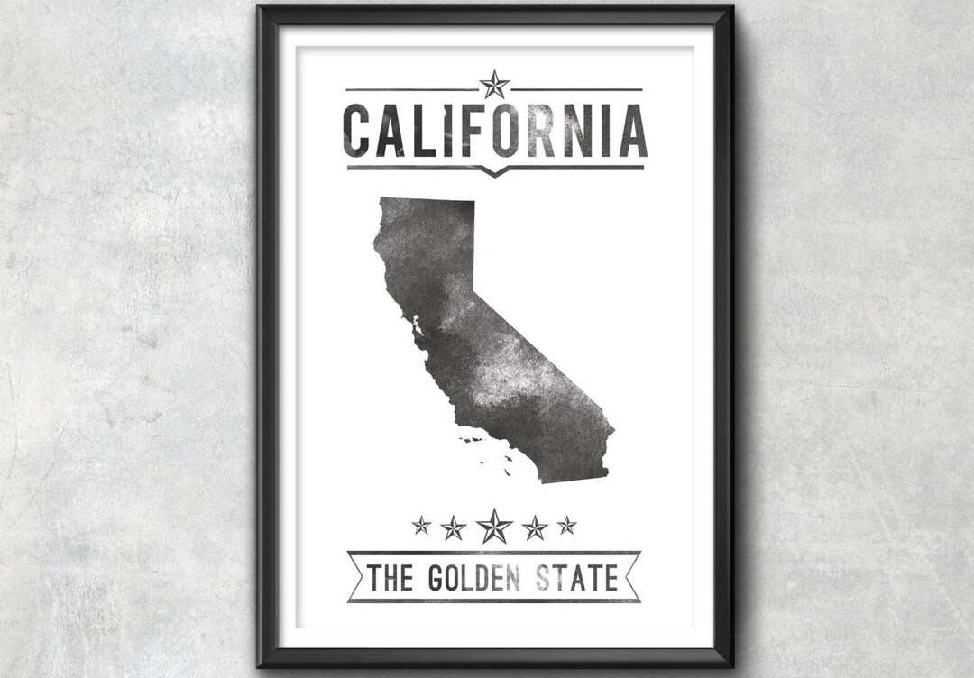 CALIFORNIA State Typography Print, California Wall Art, Typography ...