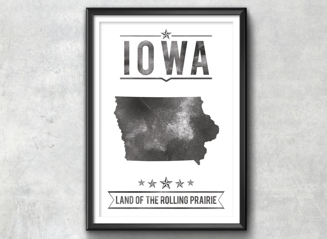 IOWA State Typography Print Typography Poster Iowa Poster - Etsy