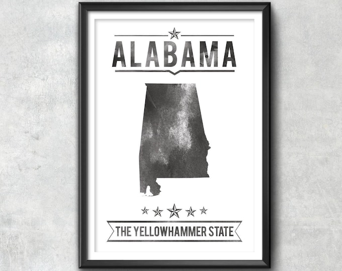 ALABAMA State Typography Print, Typography Poster, Alabama Poster ...
