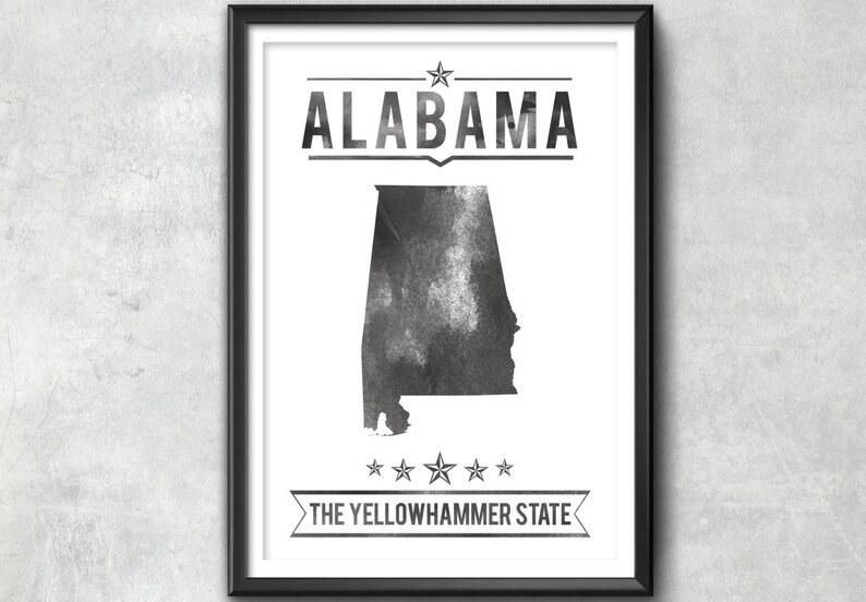 ALABAMA State Typography Print Typography Poster Alabama - Etsy