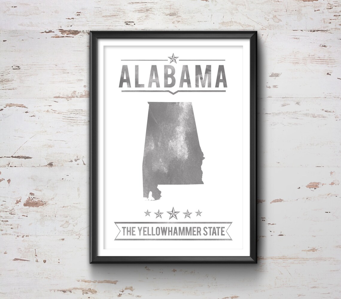 ALABAMA State Typography Print Typography Poster Alabama | Etsy