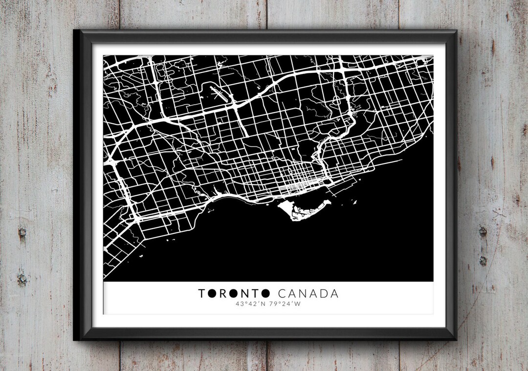 TORONTO Map With Coordinates Toronto Wall Art Toronto Map - Etsy