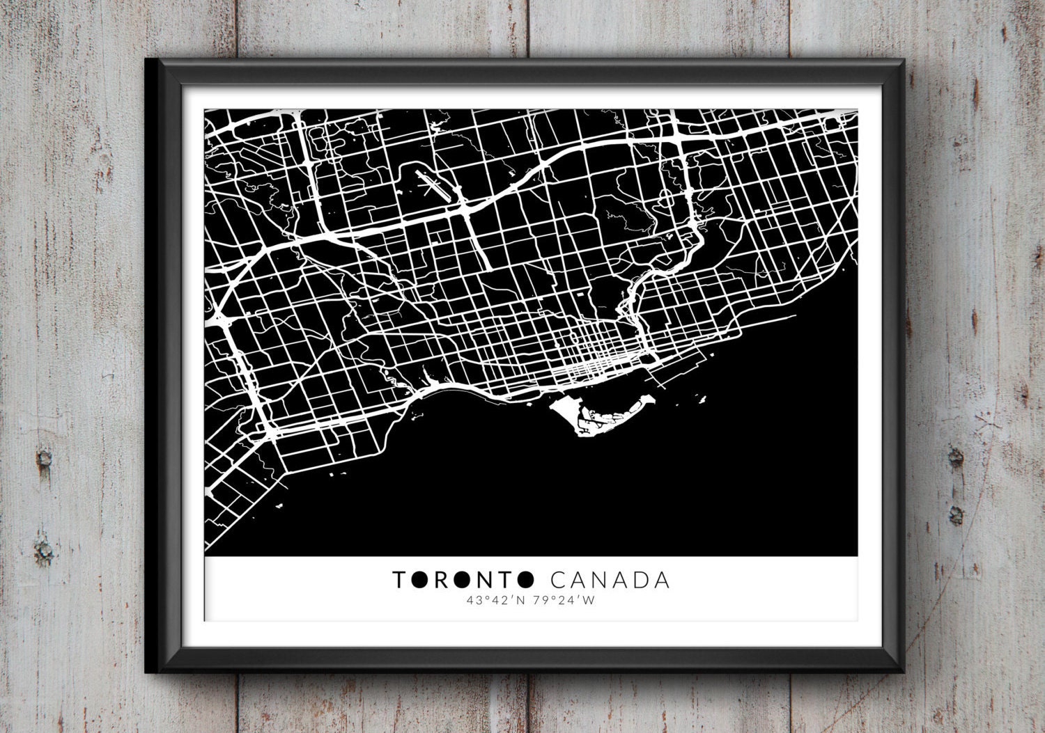 TORONTO Map With Coordinates Toronto Wall Art Toronto Map | Etsy