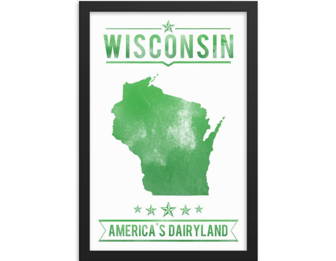 WISCONSIN State Typography Print Typography Poster Wisconsin | Etsy