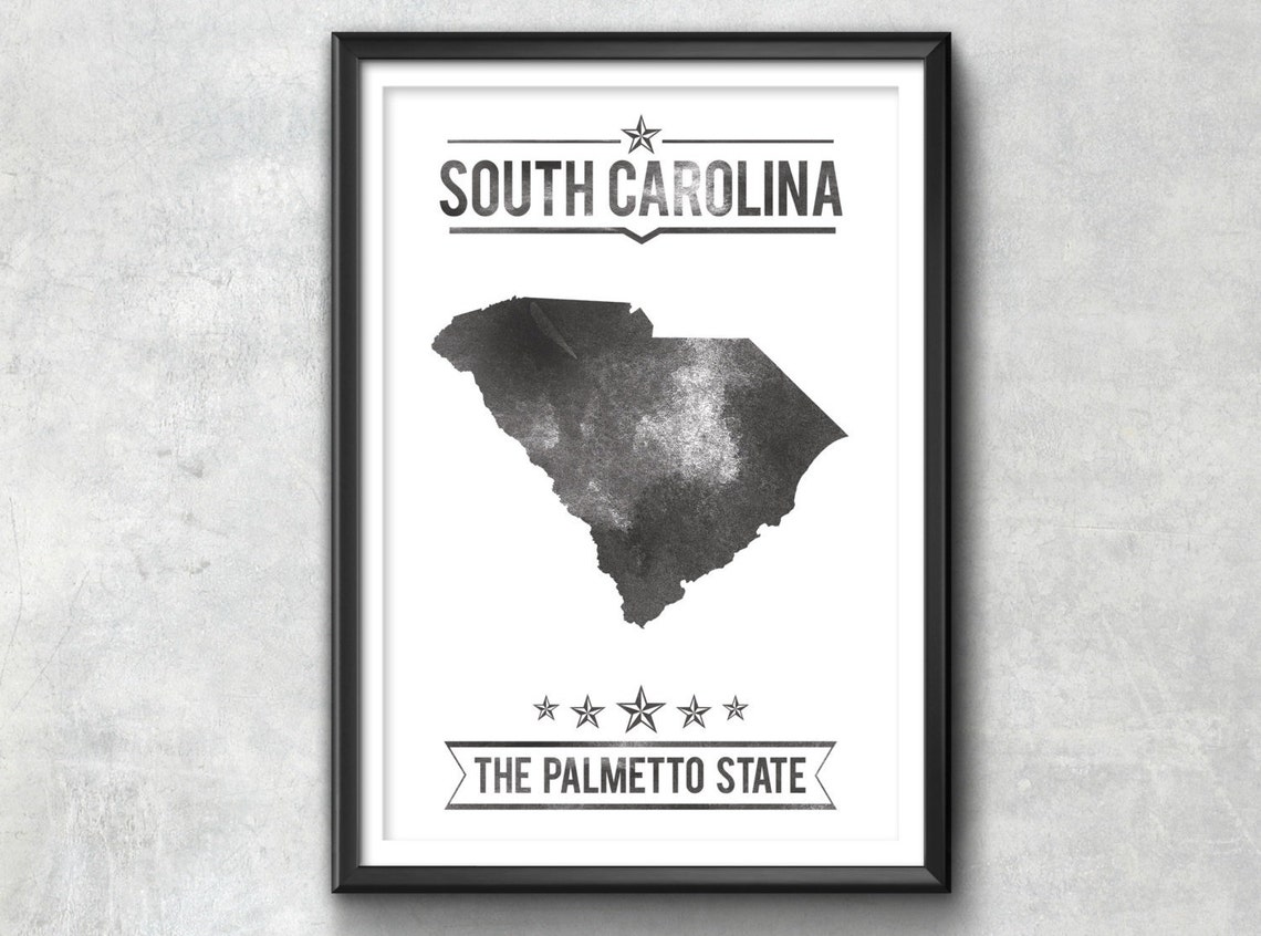 SOUTH CAROLINA State Typography Print Poster South Carolina | Etsy