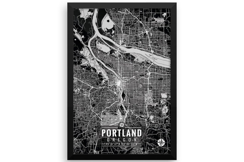PORTLAND Oregon Map With Coordinates Portland Wall Art - Etsy