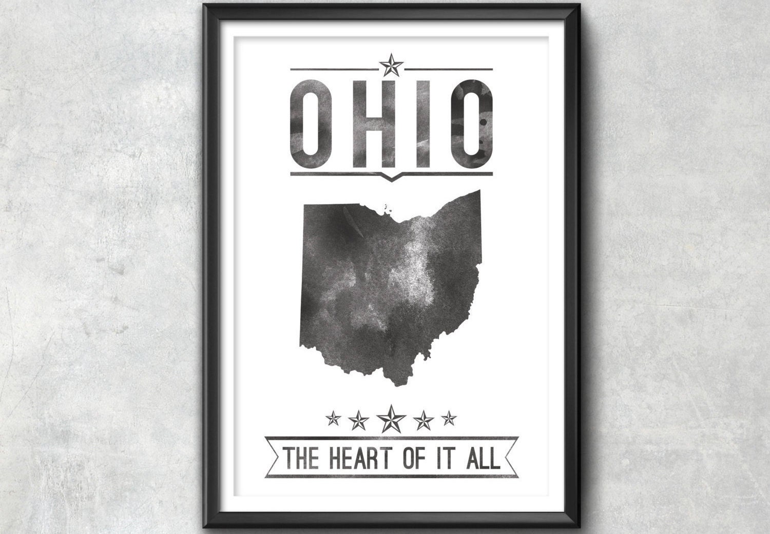 OHIO State Typography Print Typography Poster Ohio Poster - Etsy