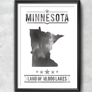 MINNESOTA State Typography Print Typography Poster Minnesota - Etsy