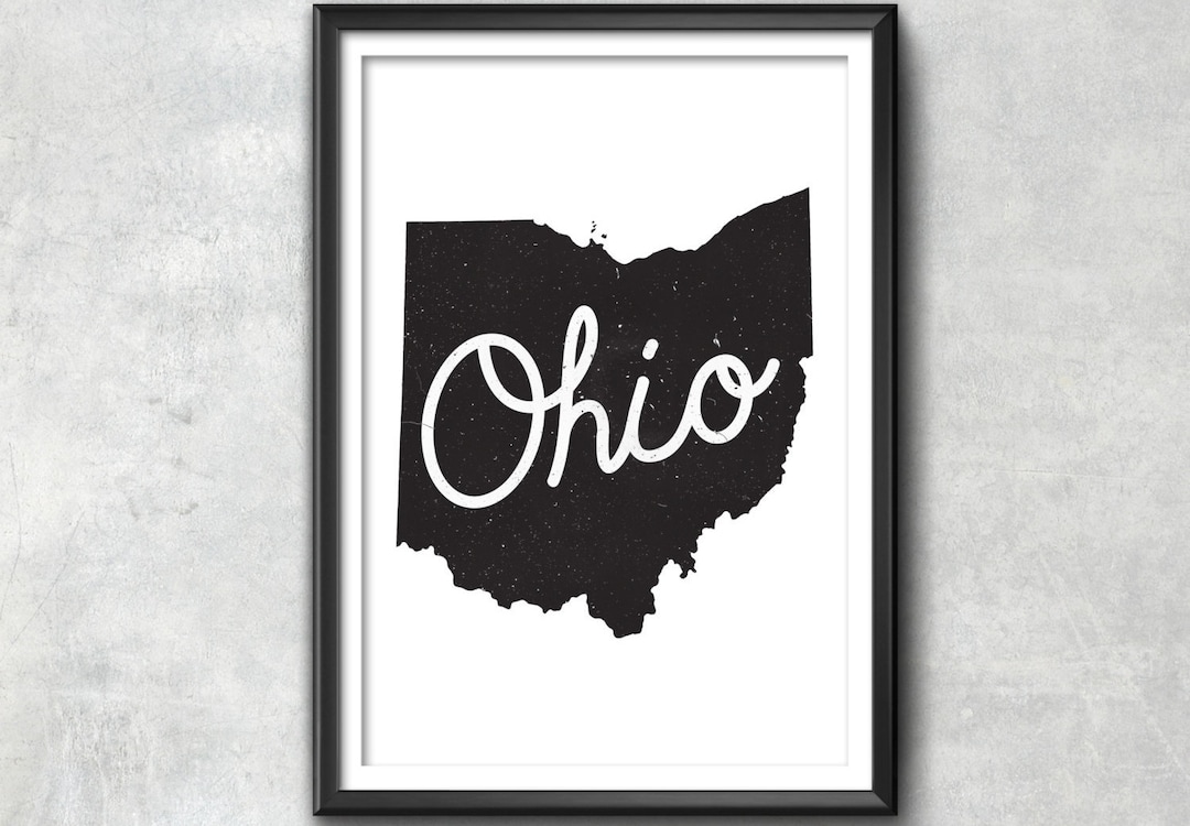 OHIO State Typography Map Print, Typography Poster, Ohio Poster, Ohio ...