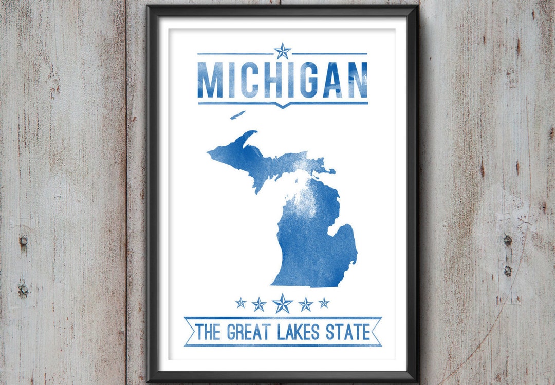 MICHIGAN State Typography Print, Typography Poster, Michigan Poster ...