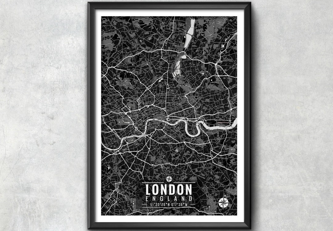 LONDON Map With Coordinates, London Map, Map Print, Map Art, London ...