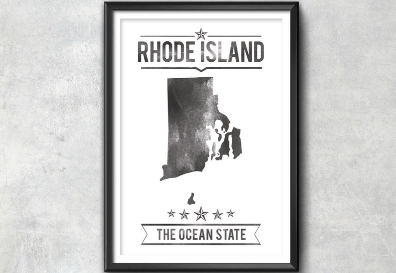 RHODE ISLAND State Typography Print Typography Poster Rhode | Etsy