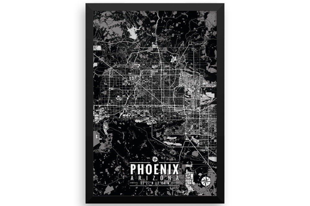 MAPA PHOENIX con coordenadas mapa de Phoenix mapa de arte - Etsy México