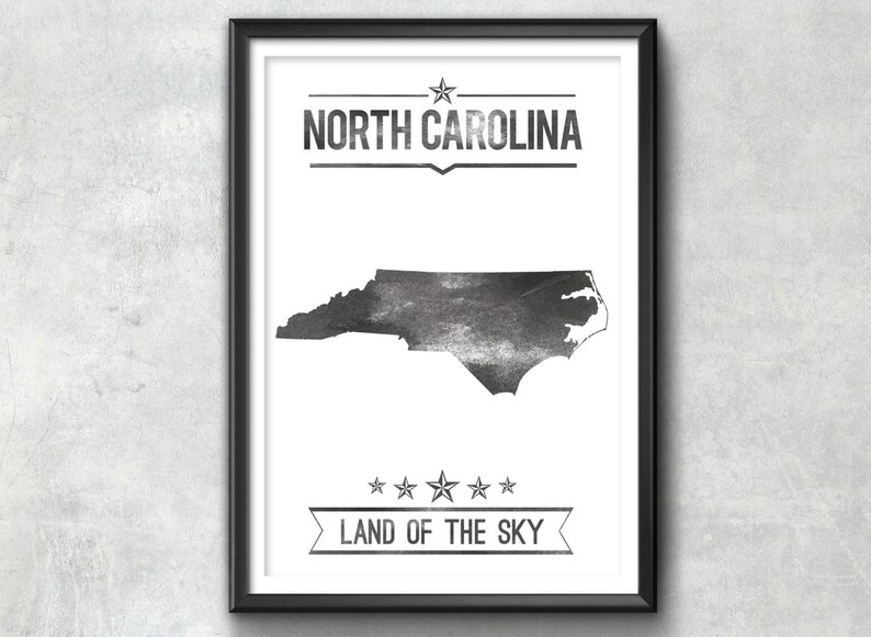 NORTH CAROLINA State Typography Print Poster North Carolina - Etsy