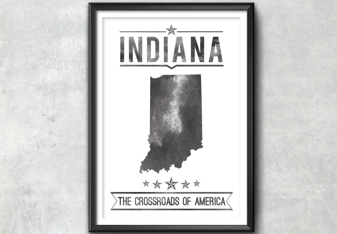 INDIANA State Typography Print, Typography Poster, Indiana Poster ...